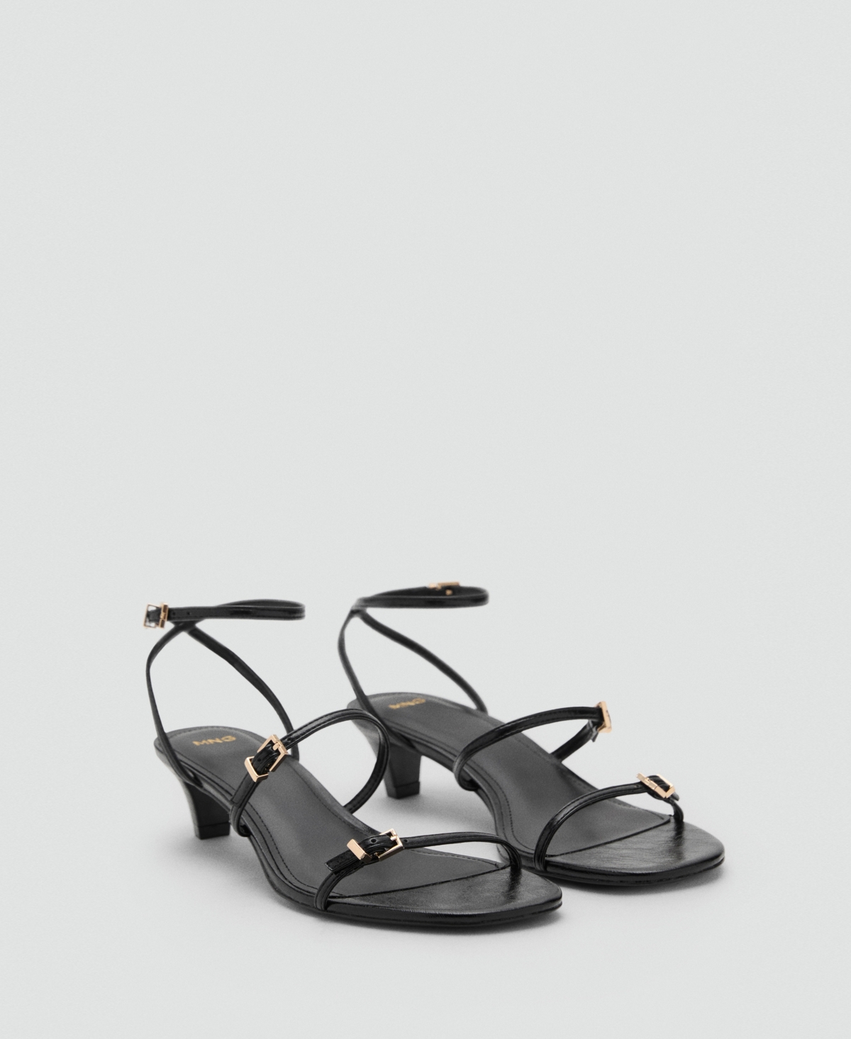 Click here for Mango Womens Kitten-Heel Buckle Sandals - Black prices