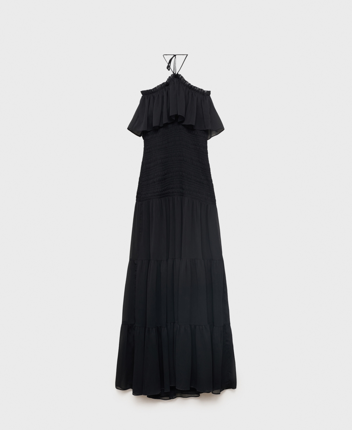 Click here for Mango Womens Ruffled Maxi Dress - Black prices