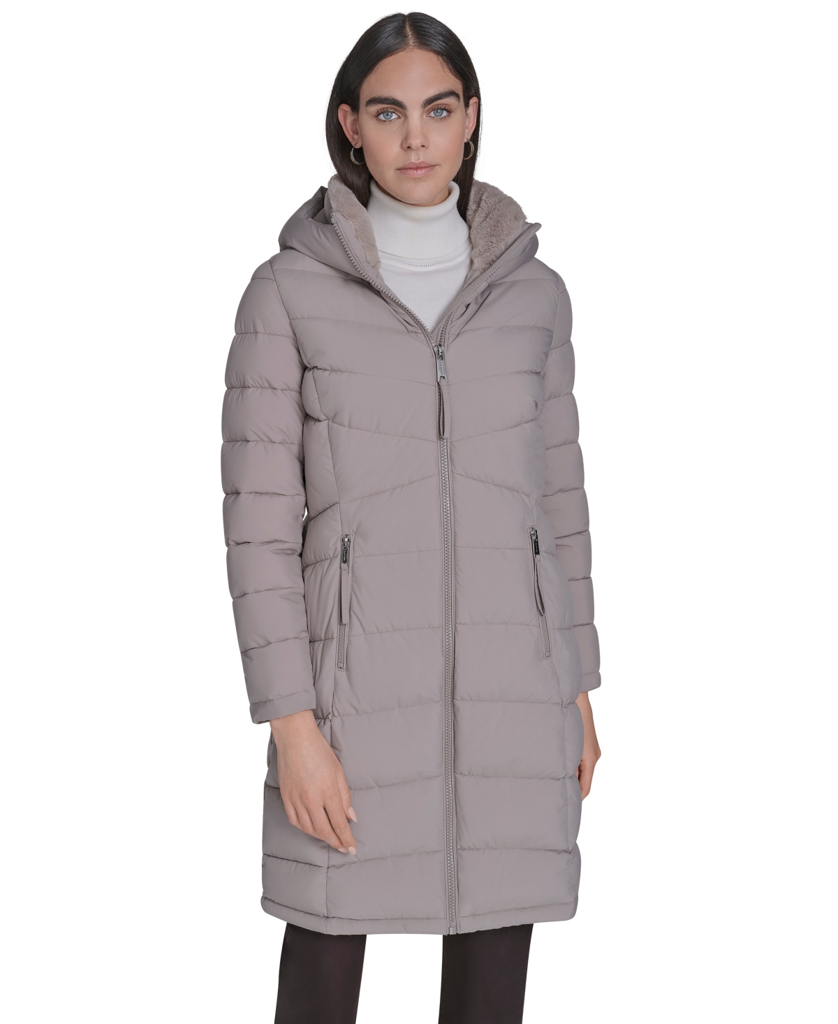 Click here for Calvin Klein Womens Hooded Puffer Coat - Atmospher... prices