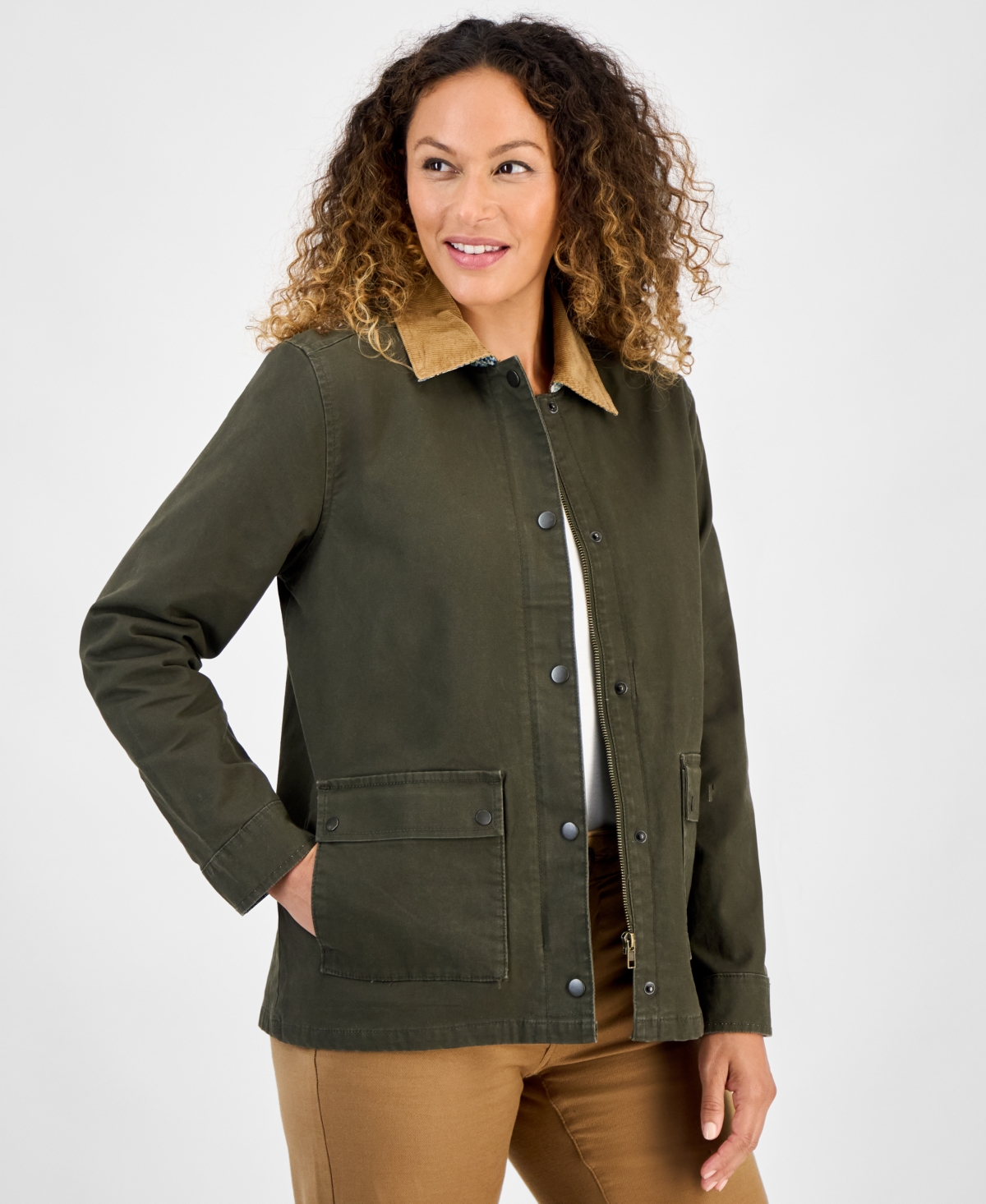 Click here for Style & Co Womens Collared Utility Jacket  Macys E... prices