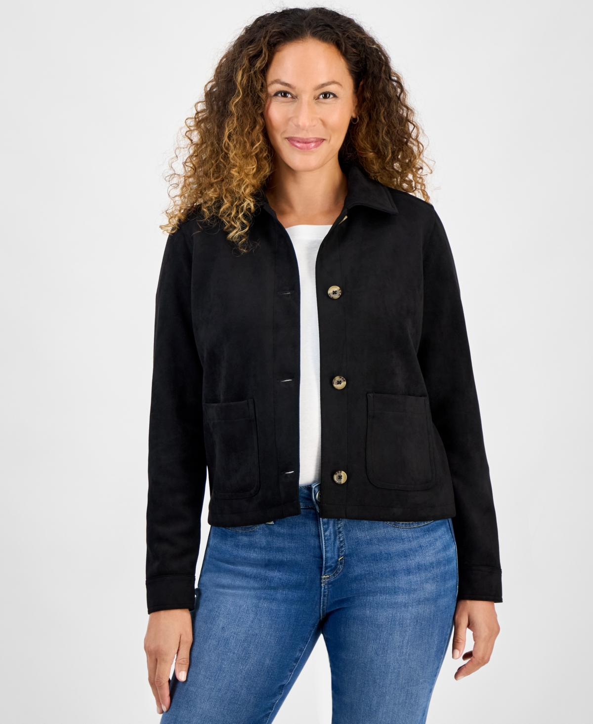 Click here for Style & Co Petite Faux-Suede Jacket  Macys Exclusi... prices