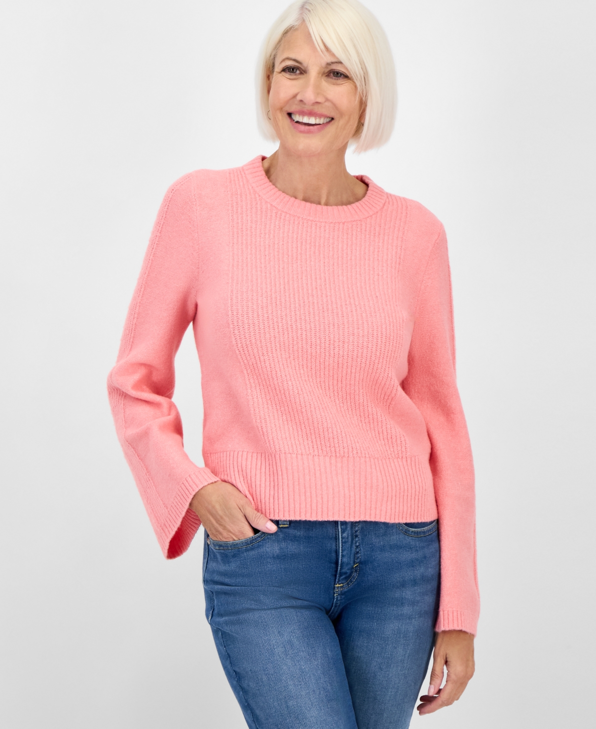 Click here for Style & Co Petite Ribbed Bell-Sleeve Sweater  Macy... prices