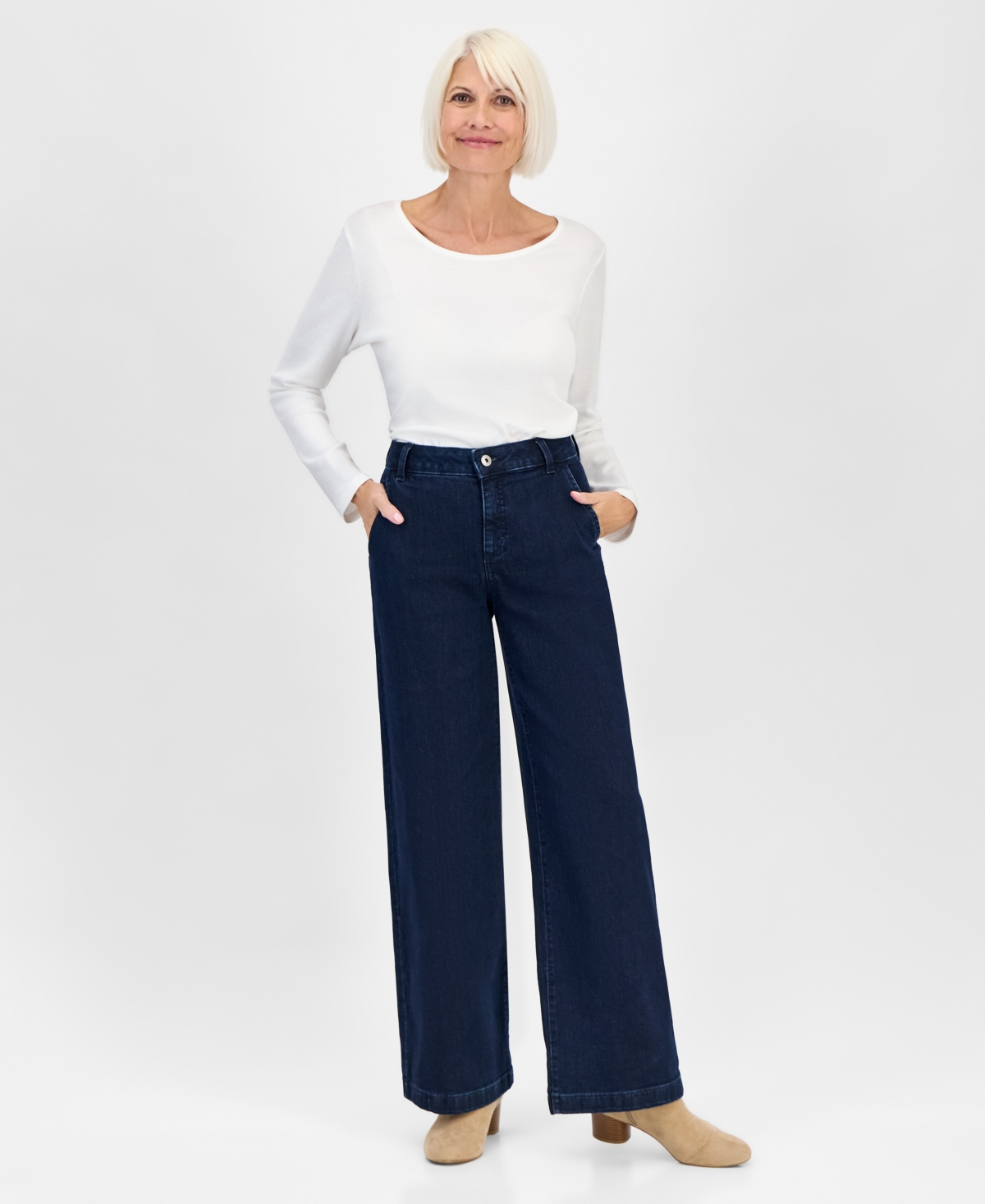 Click here for Style & Co Petite High-Rise Wide-Leg Jeans  Macys... prices