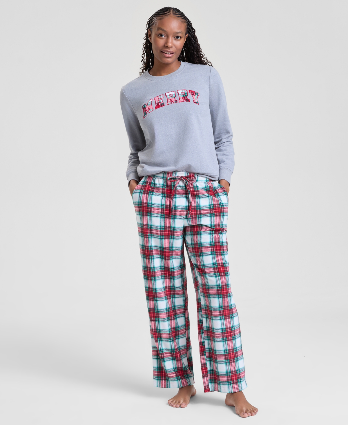 Click here for Holiday Lane Womens Merry Plaid Fleece Pajama Pant... prices