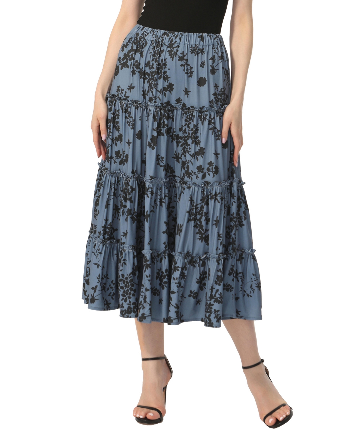Click here for kimi + kai Womens Tiered Midi Skirt - Navy prices