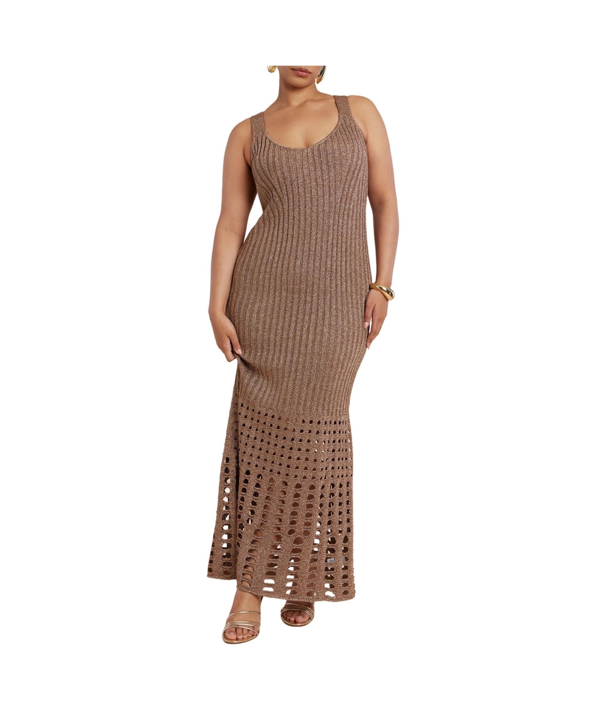 Click here for Eloquii Womens Plus Size Metallic Open Stitch Swea... prices
