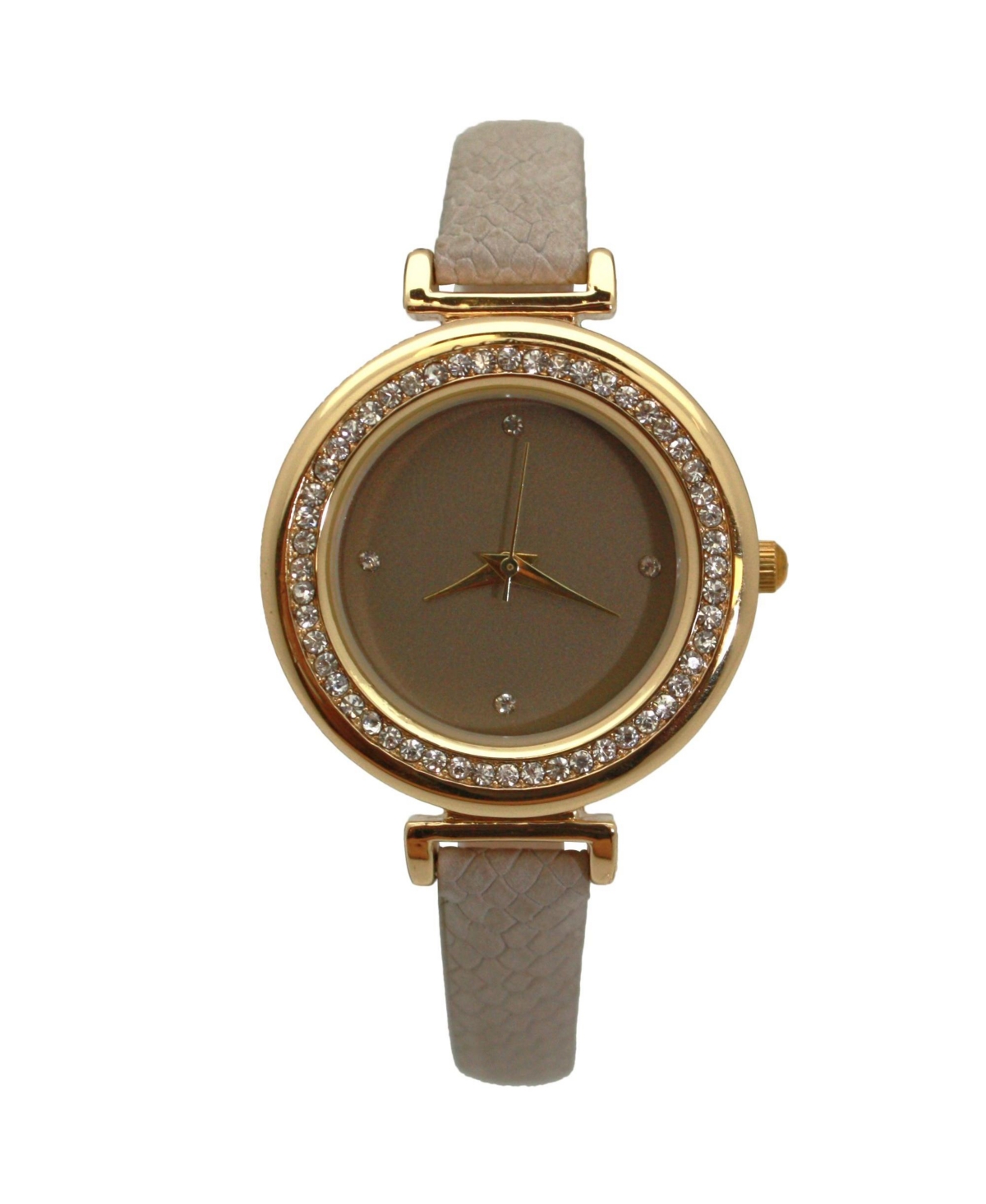Click here for Olivia Pratt Taupe Thin Solid Color Strap and Rhin... prices