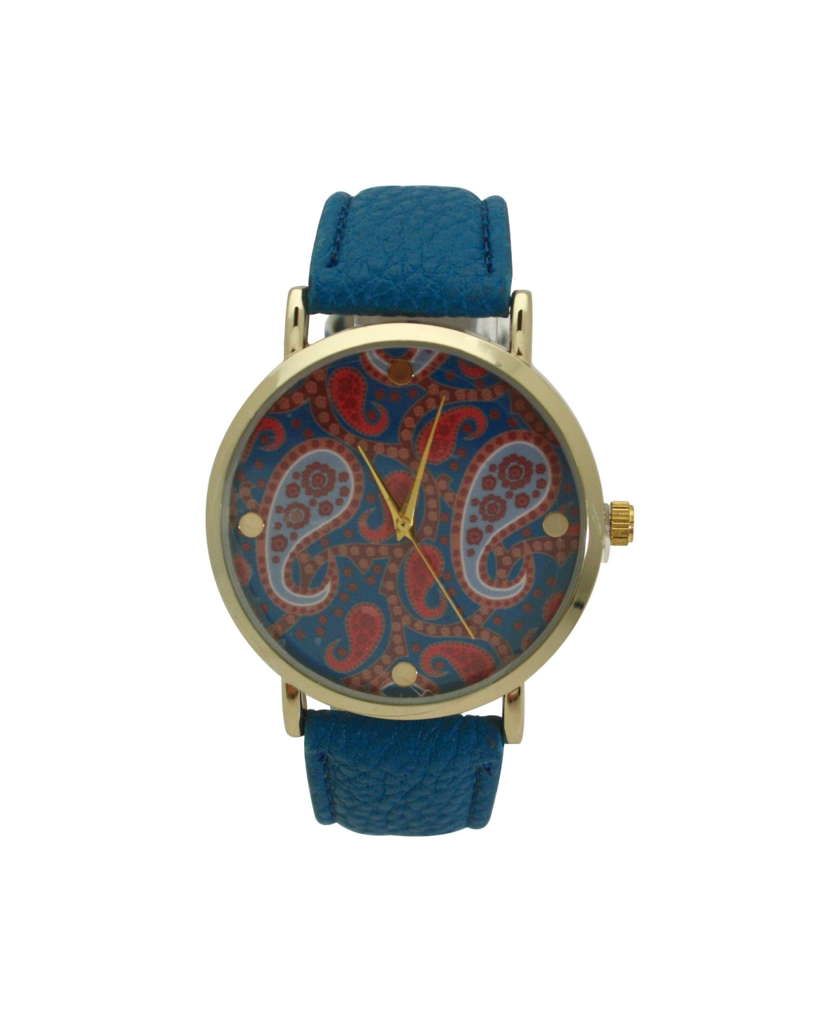 Click here for Blue Paisley Face Leather Strap Watch - Blue prices