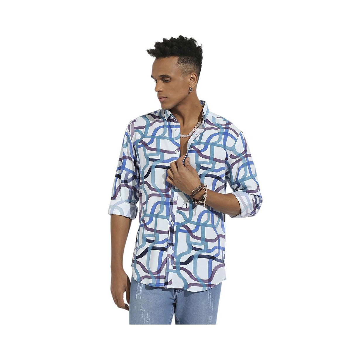 Click here for Campus Sutra Mens Abstract Print Button Up Shirt -... prices
