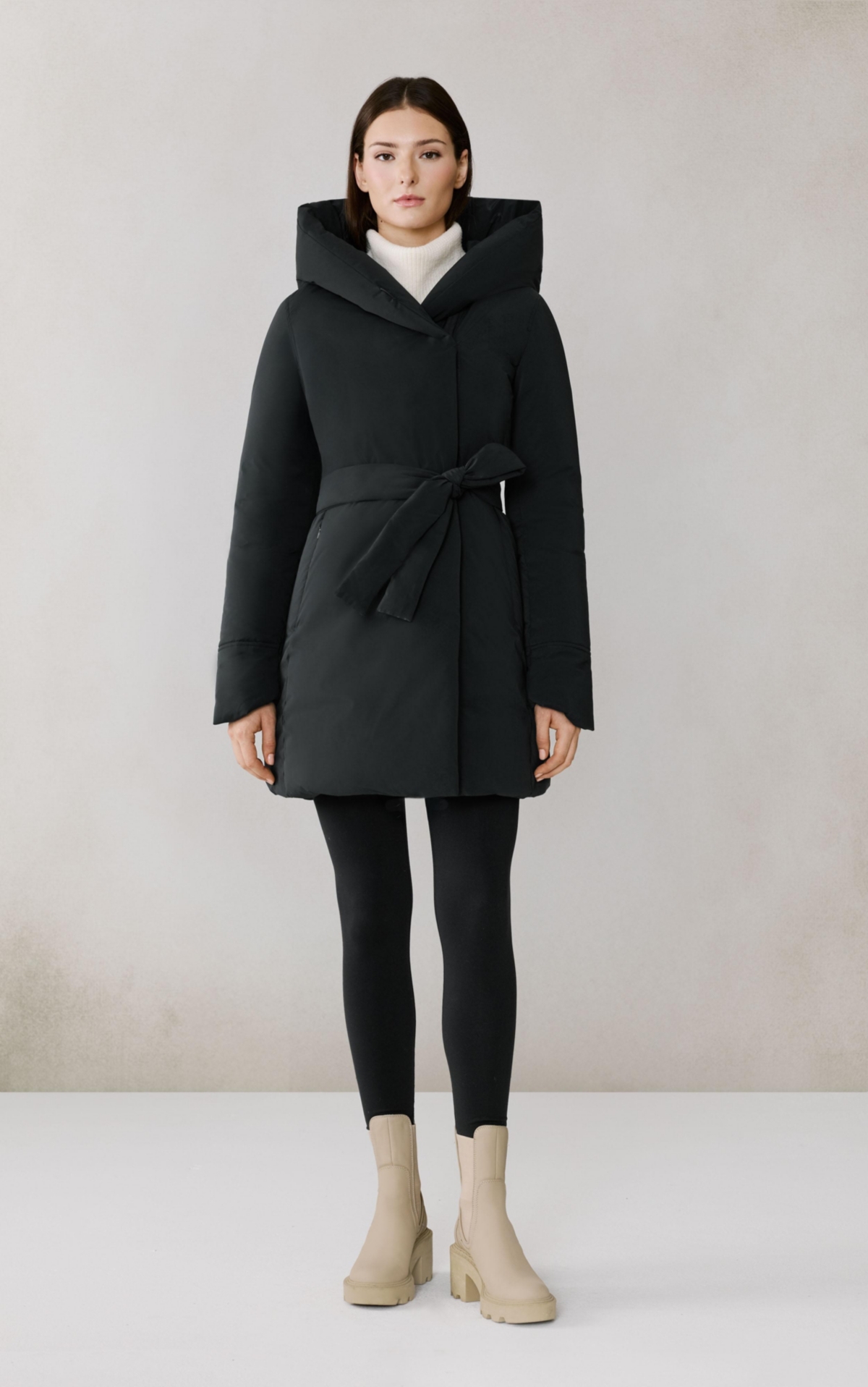 Click here for Soia & Kyo Womens Adelaide Wrap Down Coat - Black prices