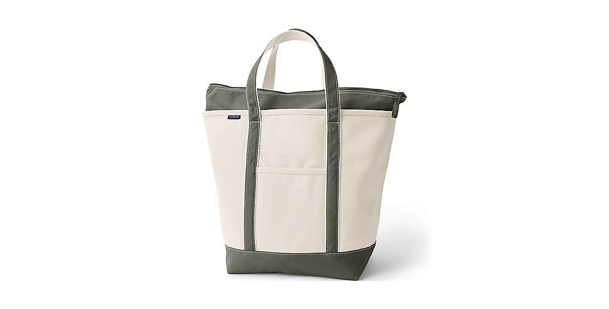 Click here for Lands End Large 5 Pocket Zip Top Canvas Tote Bag -... prices