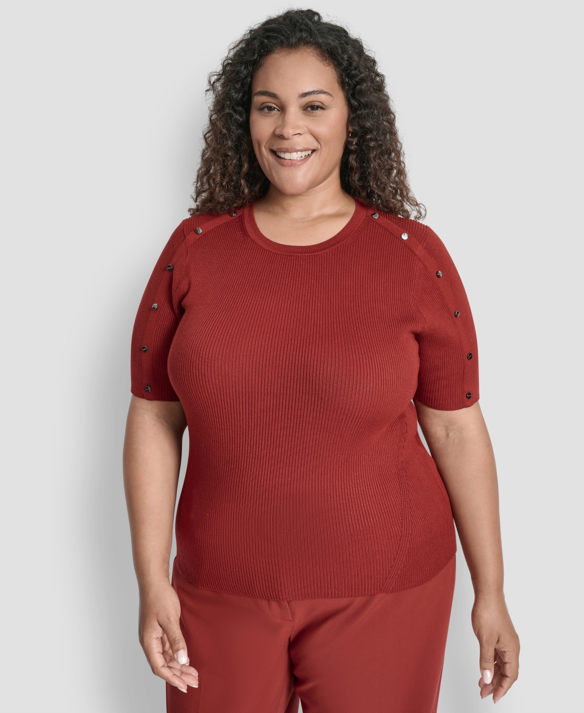 Click here for Dkny Plus Size Short-Sleeve Button-Detail Sweater... prices