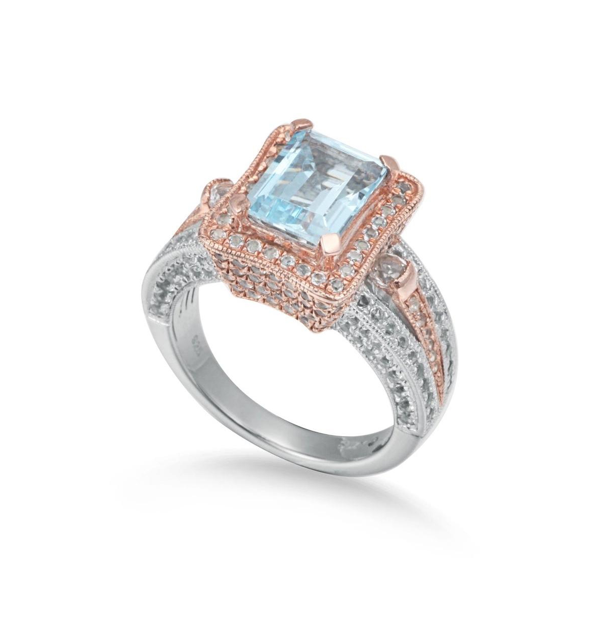 Click here for Suzy Levian Two-Tone Sterling Silver Emerald Cut C... prices