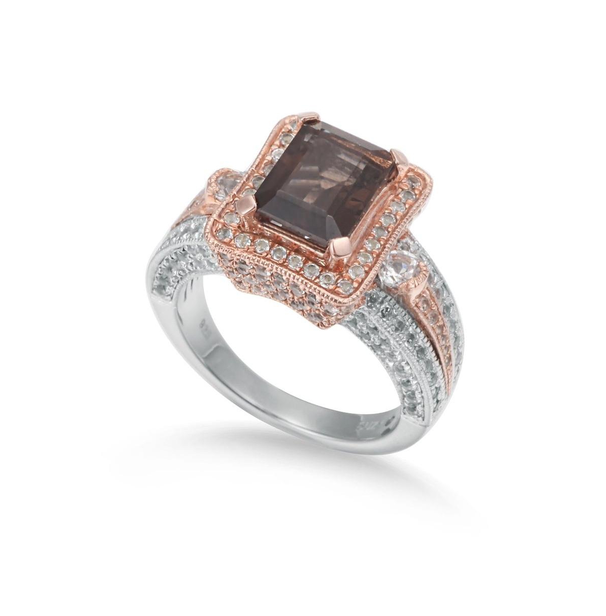 Click here for Suzy Levian Two-Tone Sterling Silver Emerald Cut C... prices