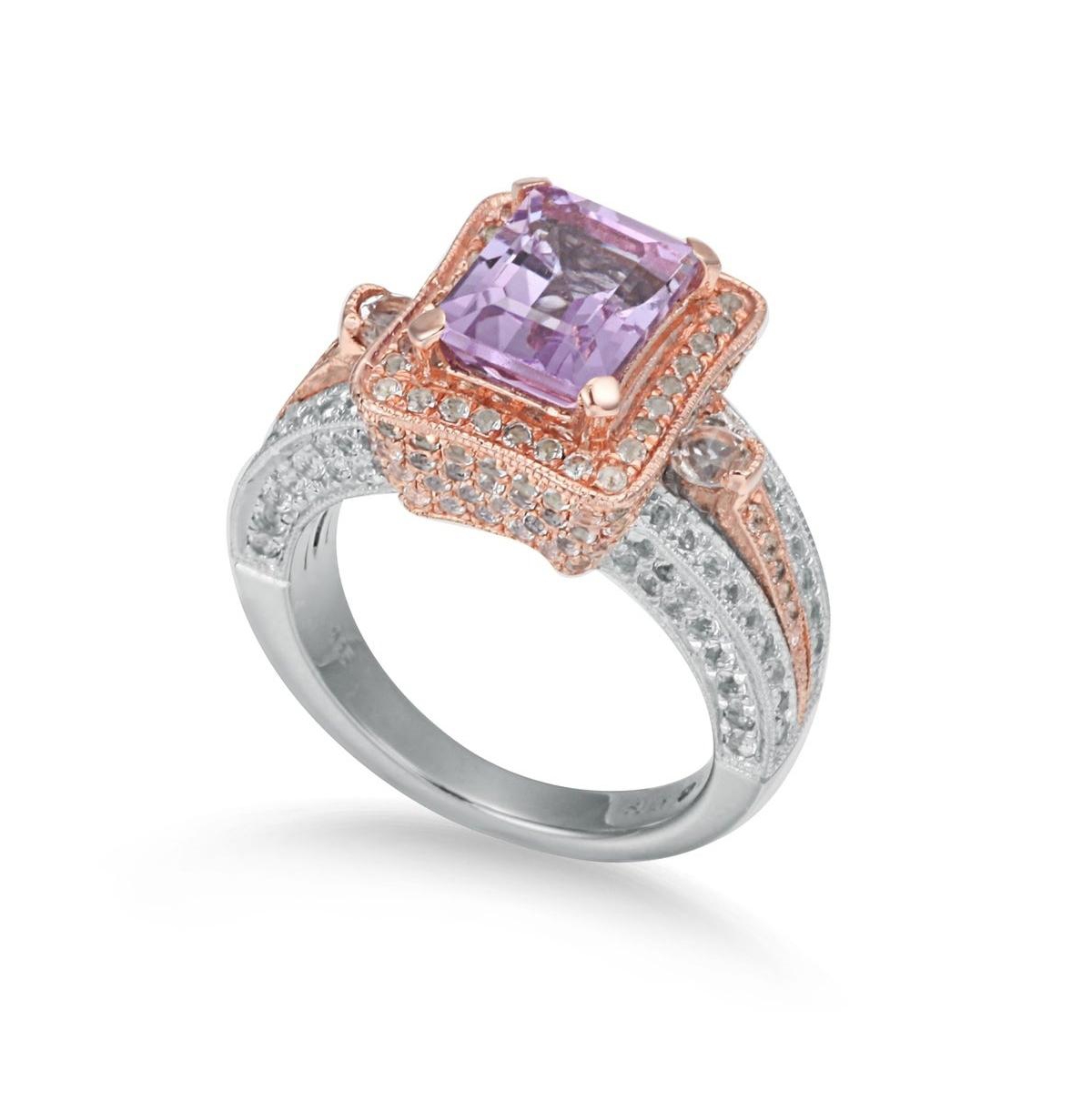 Click here for Suzy Levian Two-Tone Sterling Silver Emerald Cut C... prices
