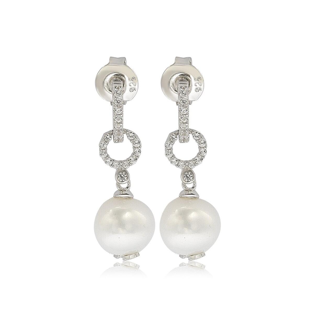 Click here for Suzy Levian Sterling Silver Pearl & Sapphire Dangl... prices