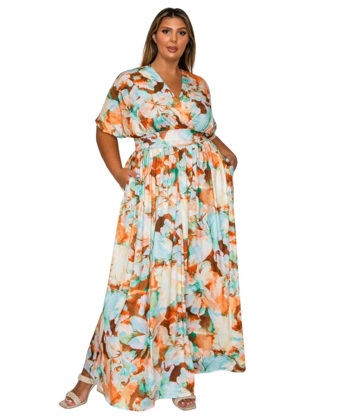Click here for L I V D Womens Plus Size Minoa Floral Empire Waist... prices