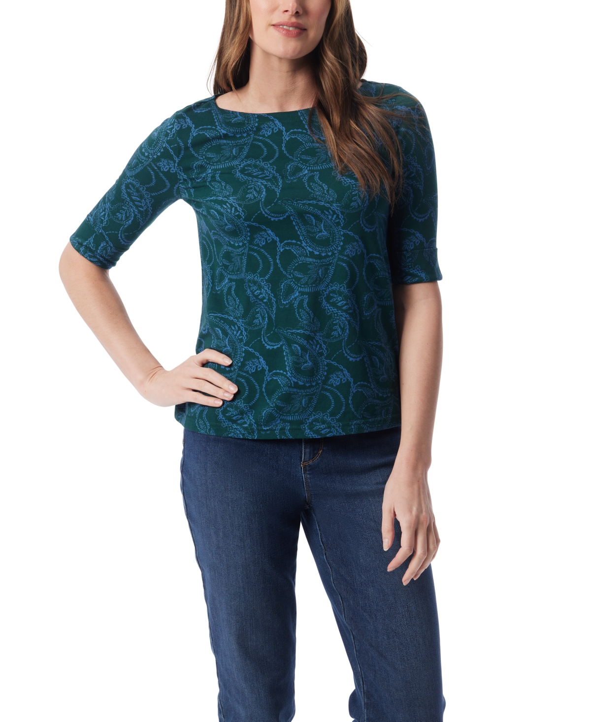Click here for Gloria Vanderbilt Womens Alanis Printed Cuffed-Sle... prices