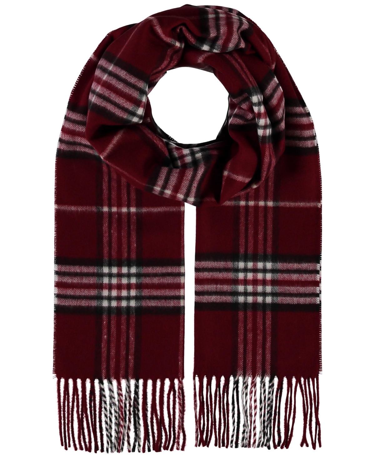 Click here for V. Fraas Mens Classic Plaid Cashmink Scarf - Burgu... prices