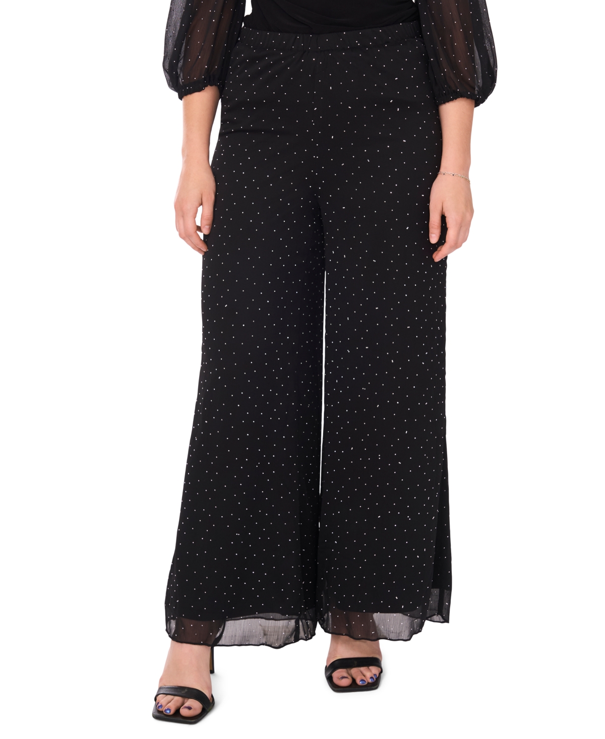 Click here for Msk Womens Pull-On Nails Studs Palazzo Pants - Bla... prices
