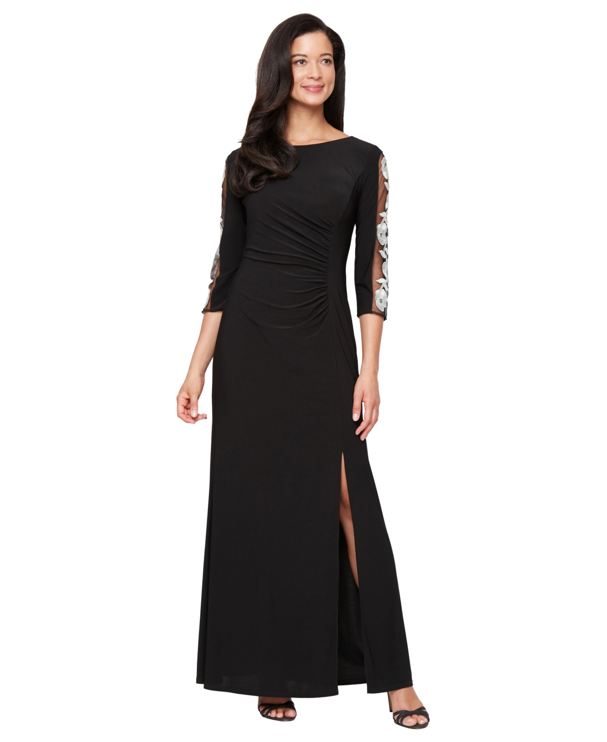 Click here for Sl Fashions Womens Embroidered Illusion Inset Slee... prices