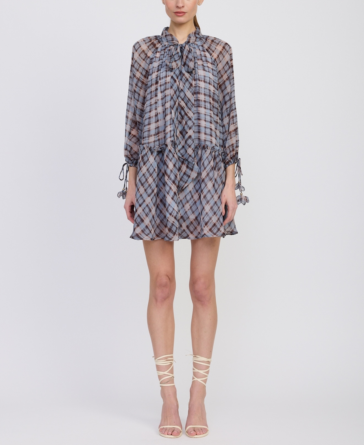 Click here for En Saison Womens Briar Mini Dress - Dusty Blue Bro... prices