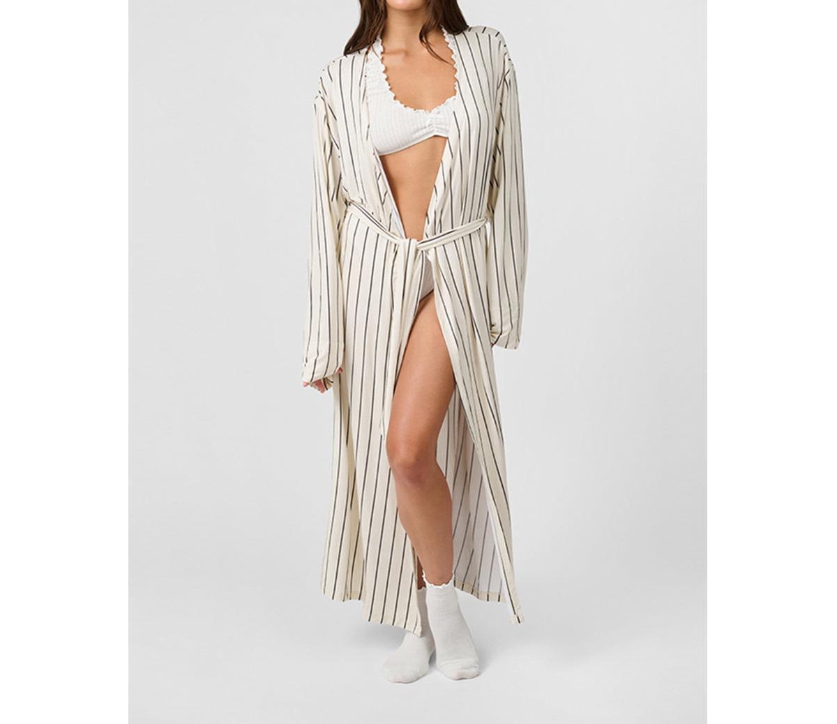 Click here for WeWoreWhat Womens Modal Jersey Robe - Antiq wht/bl... prices