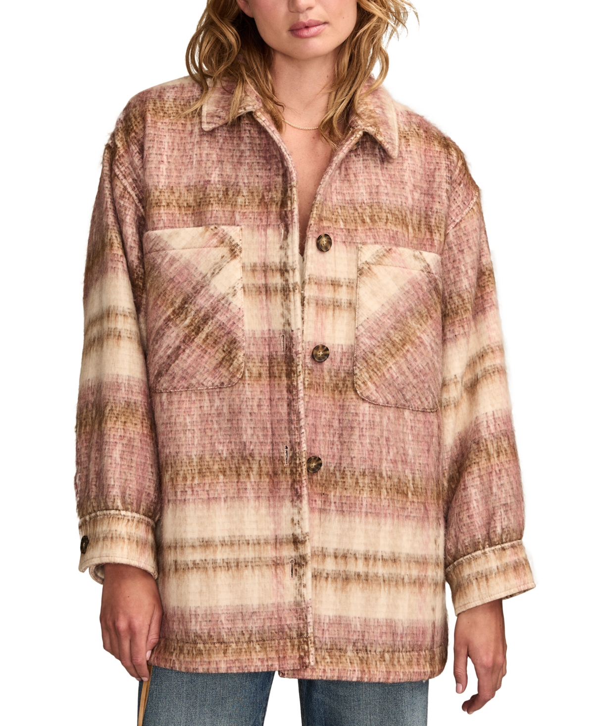 Click here for Lucky Brand Womens Oversized Plaid Shirt Jacket -... prices