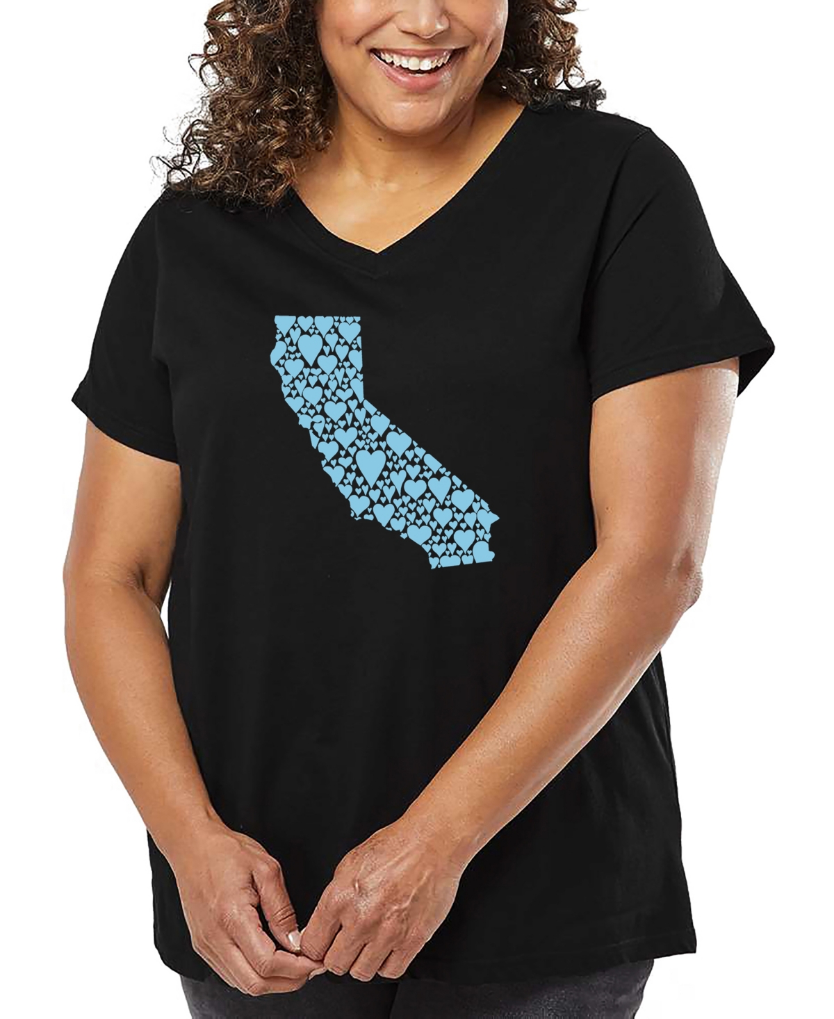 Click here for La Pop Art Plus Size California Hearts Word Art V-... prices