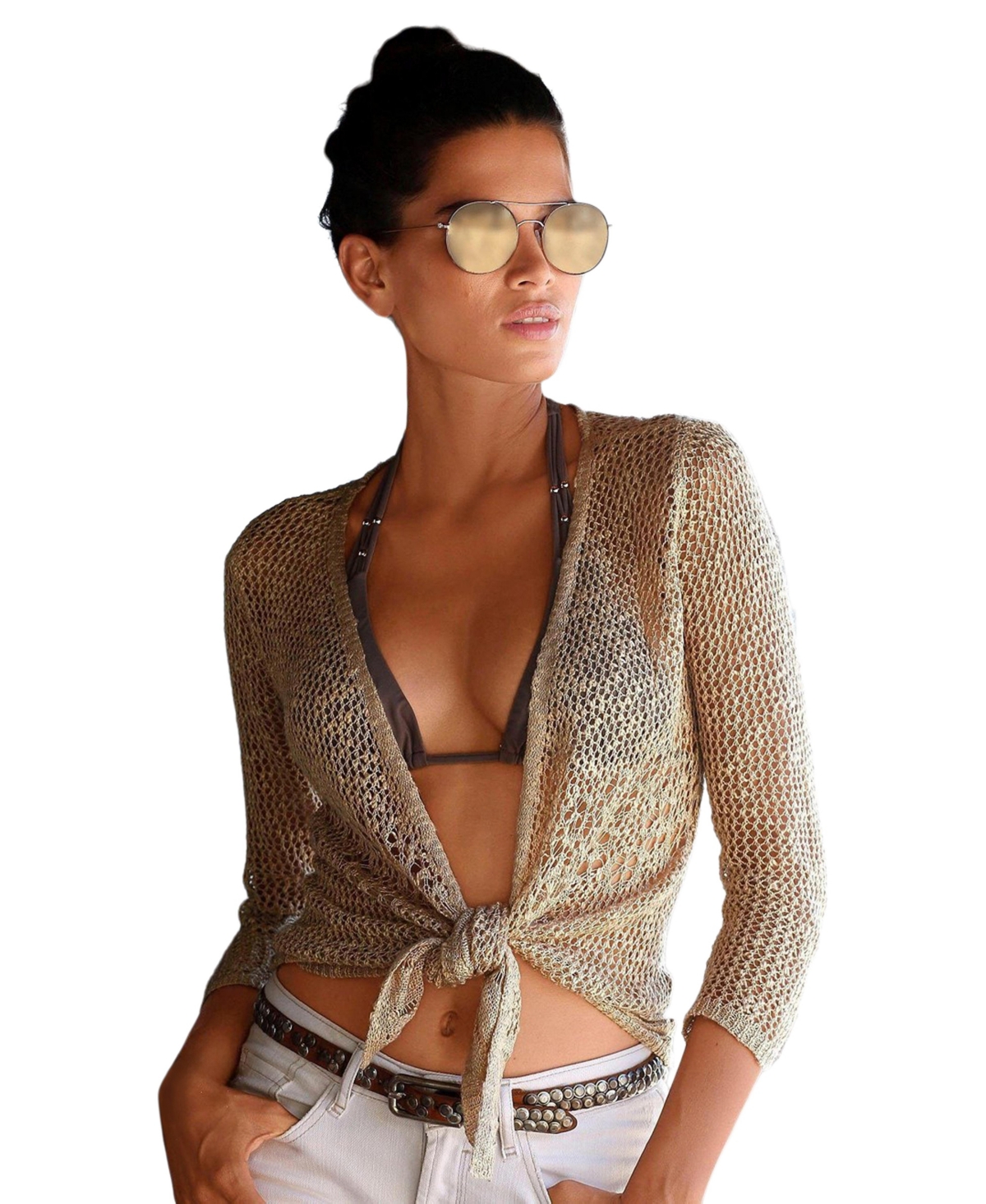 Click here for Lascana Womens Open Work Cardigan - Sand prices