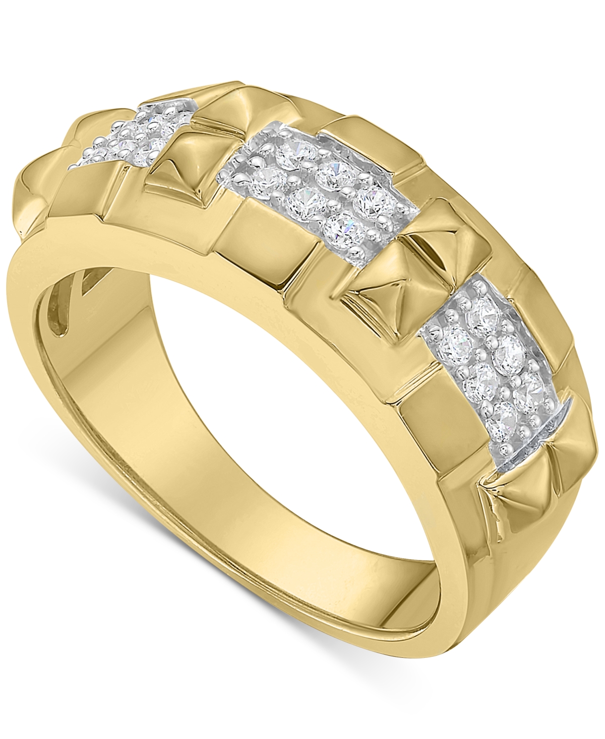 Click here for Mens Diamond Triple Cluster Obelisk Texture Band (... prices
