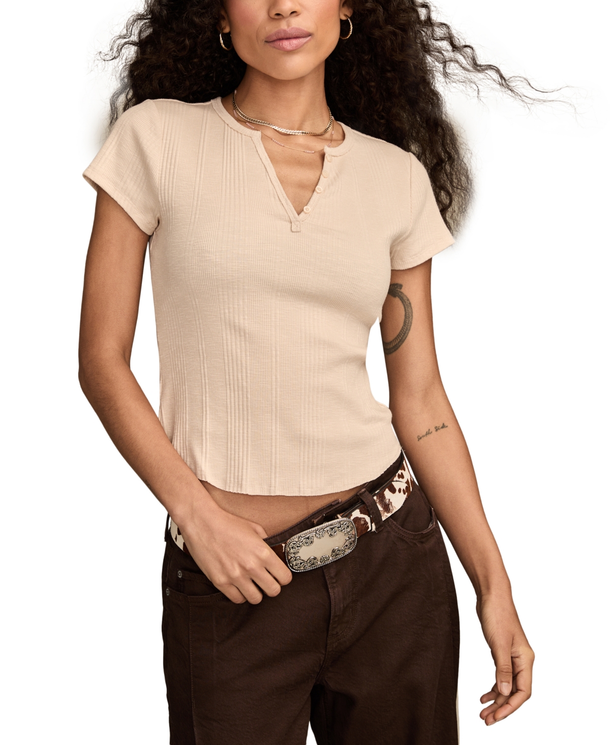 Click here for Lucky Brand Womens Short Sleeve Henley Neck Top -... prices