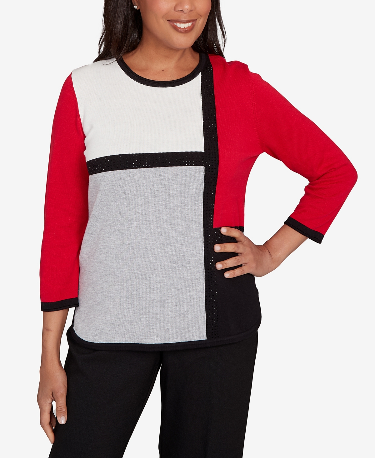 Click here for Alfred Dunner Womens Classic Color Block Long Slee... prices