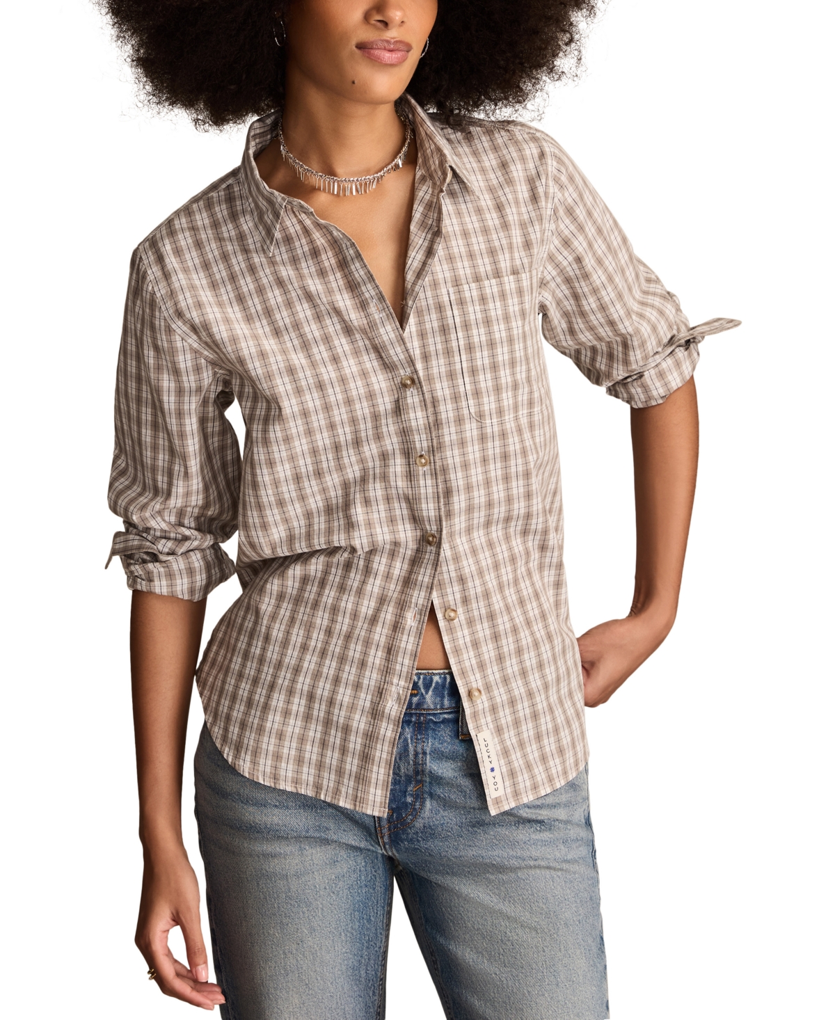 Click here for Lucky Brand Womens Boyfriend Button Down Shirt - G... prices