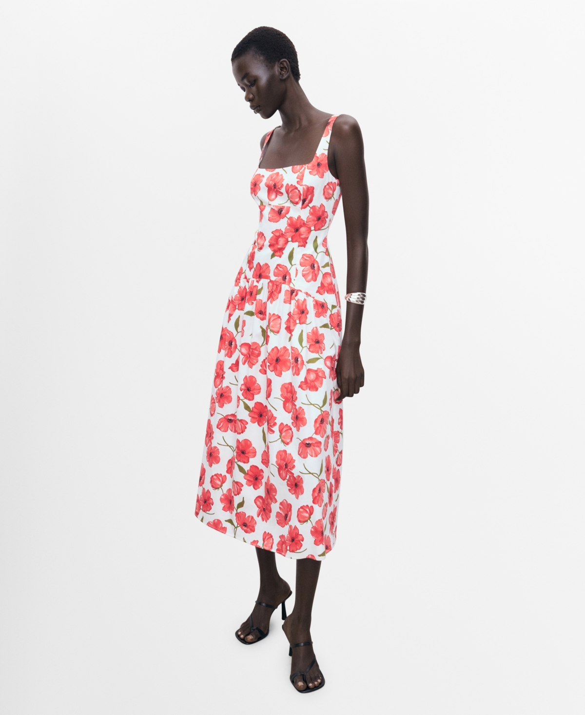Click here for Mango Womens Flared Cotton Dress - Off White prices
