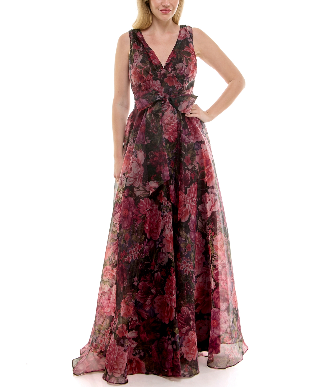 Click here for Taylor Womens Coordinating Sash V-Neck Dress - Bla... prices