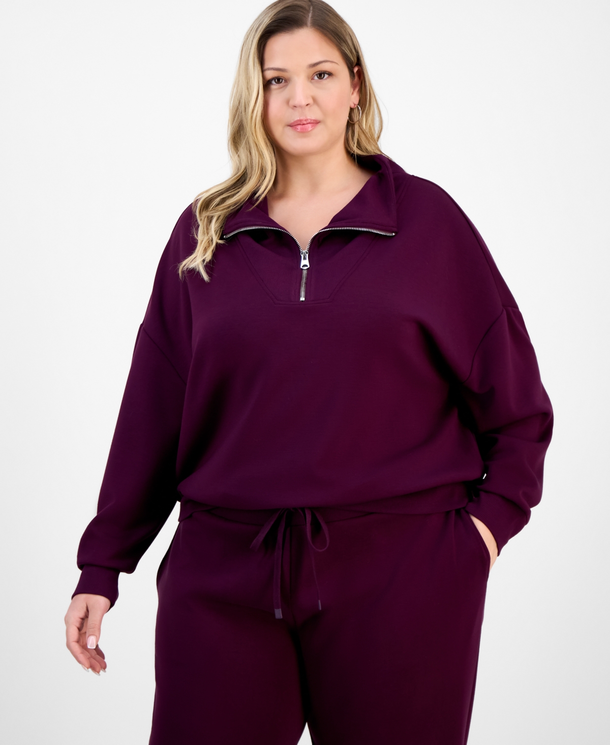 Click here for And Now This Trendy Plus Size Scuba 1/4-Zip Sweats... prices