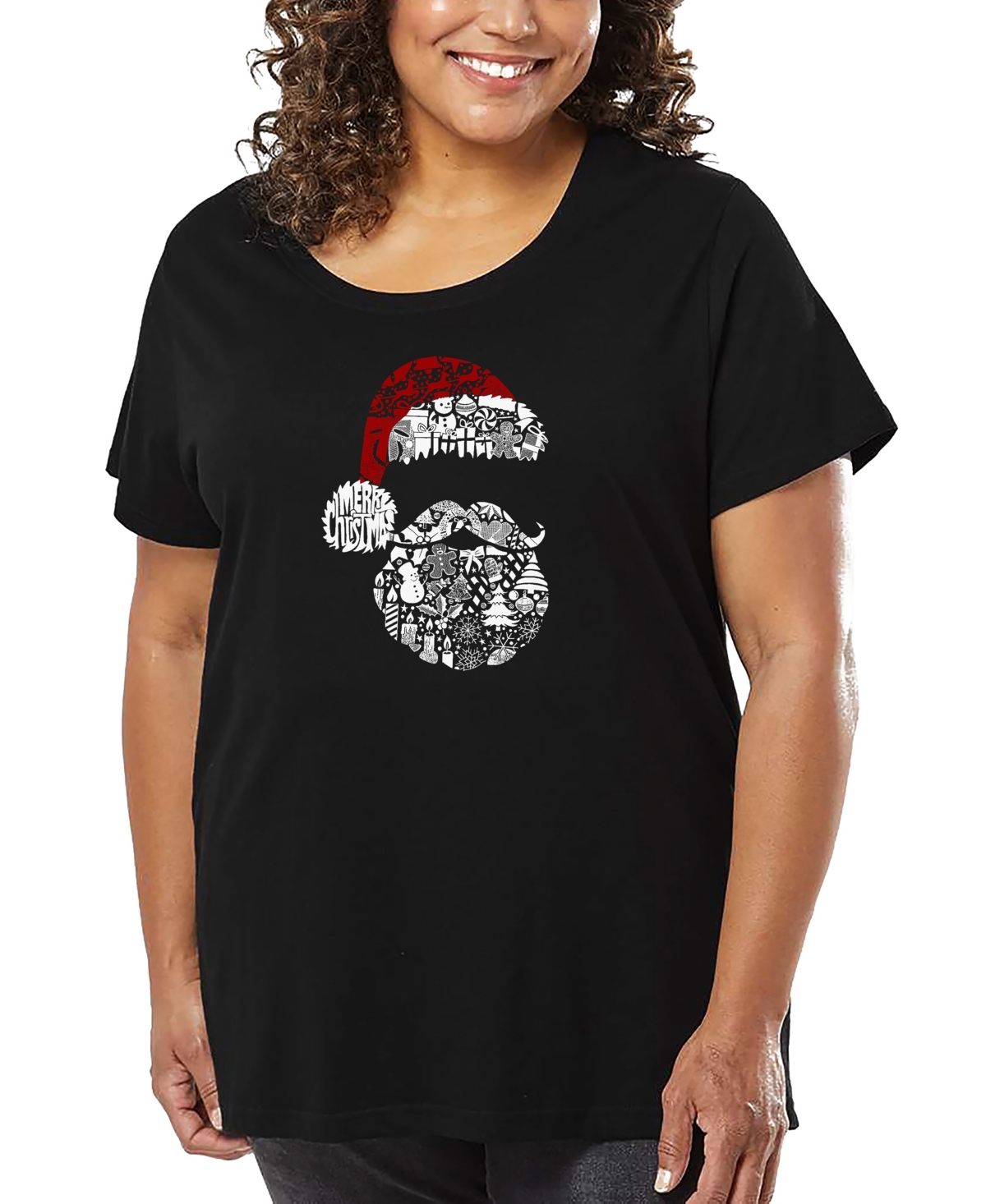 Click here for La Pop Art Plus Size Santa Pics Word Art T-Shirt -... prices