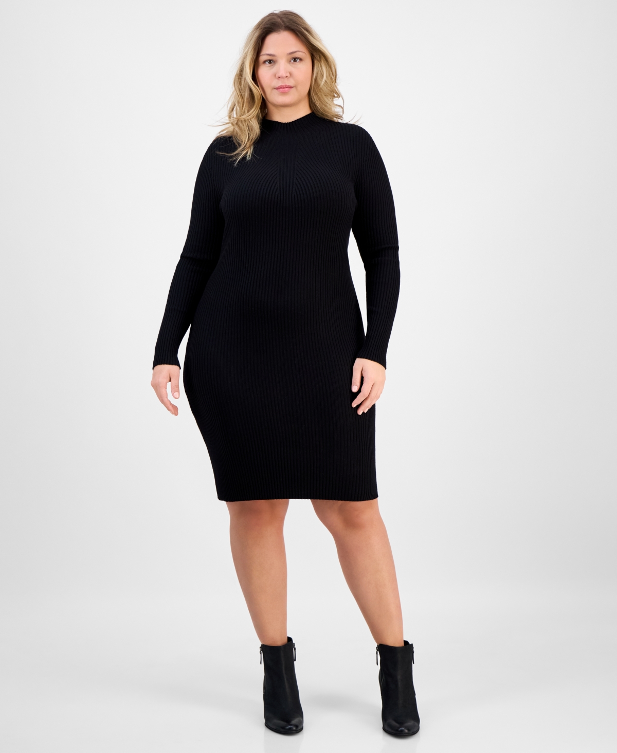 Click here for Bar Iii Trendy Plus Size Ribbed Sweater Dress  Mac... prices