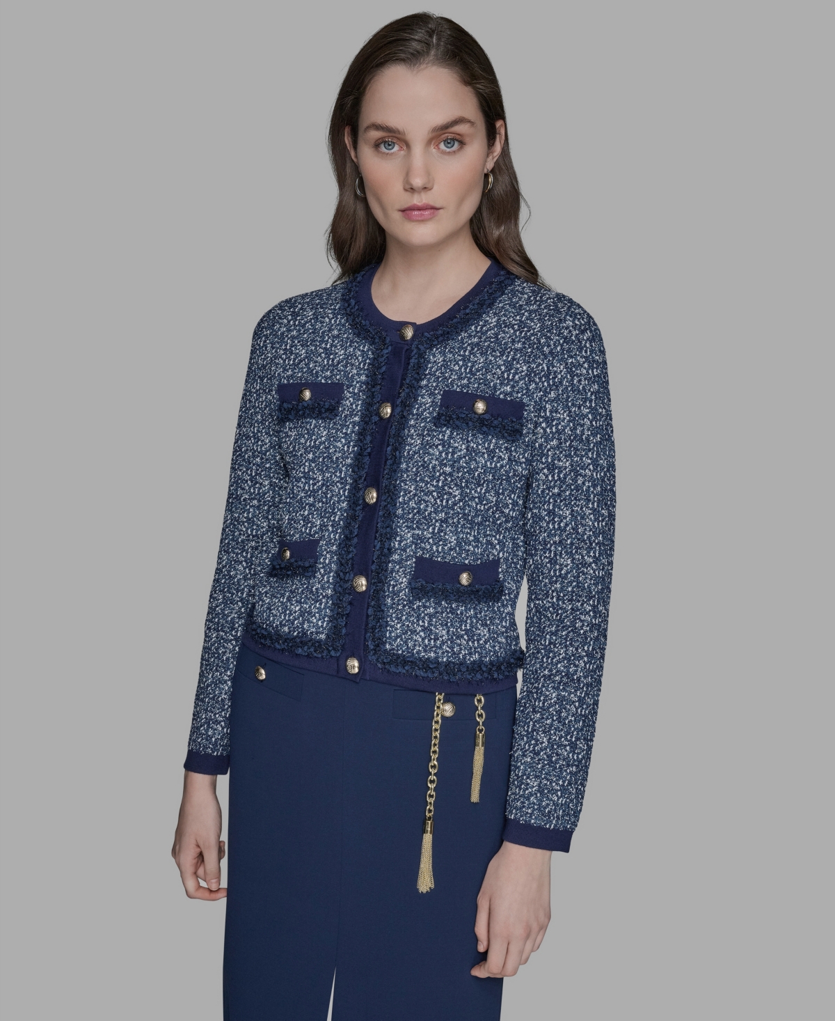 Click here for Karl Lagerfeld Paris Womens Textured-Knit Button-F... prices