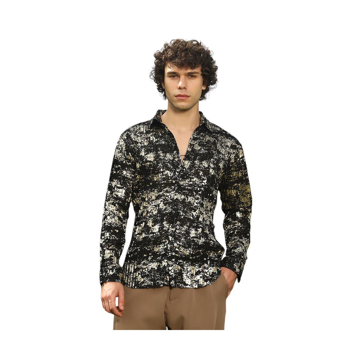Click here for Campus Sutra Textured Foil Shirt - Black prices