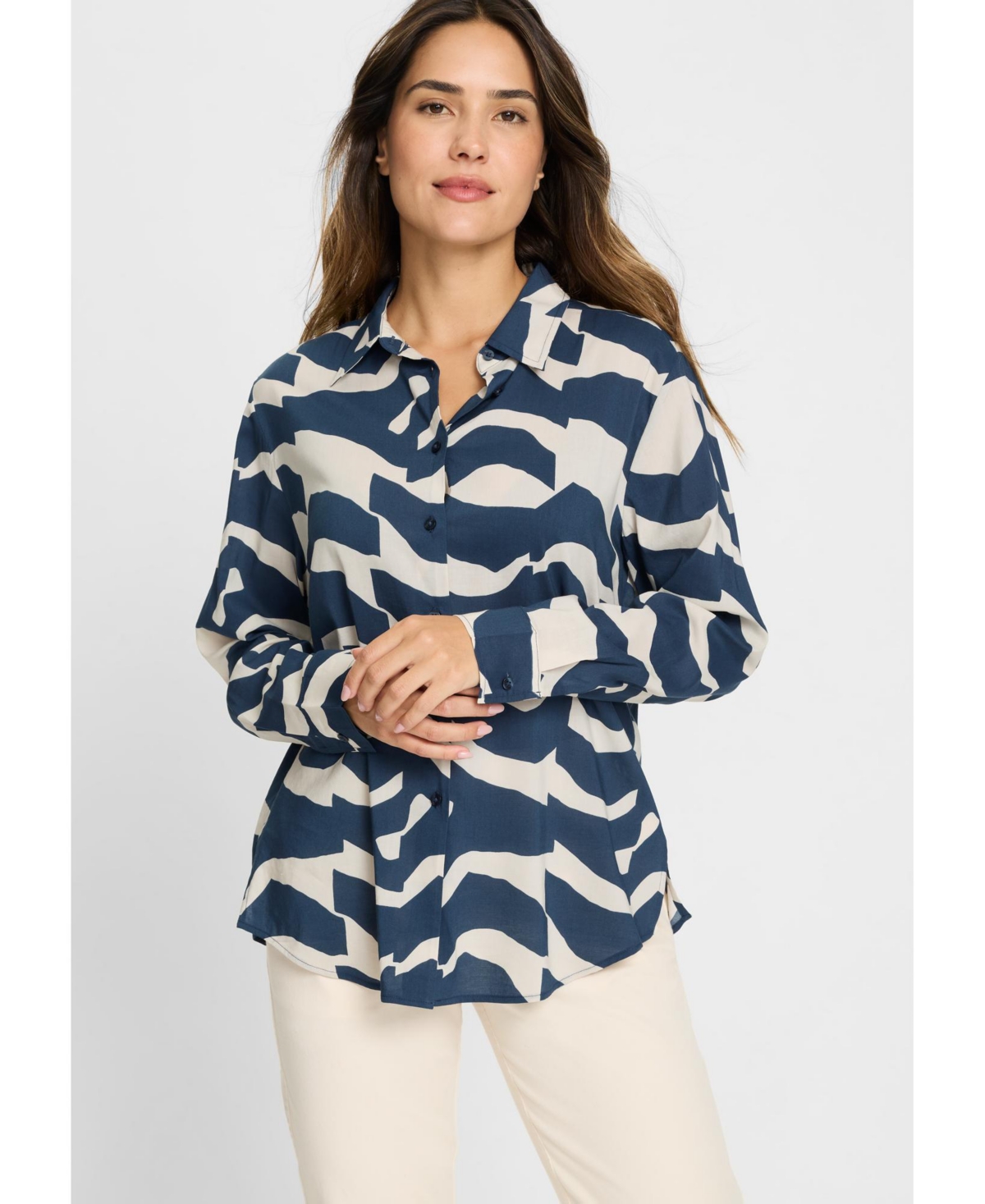 Click here for Olsen Modern Graphic Shirt - True navy prices
