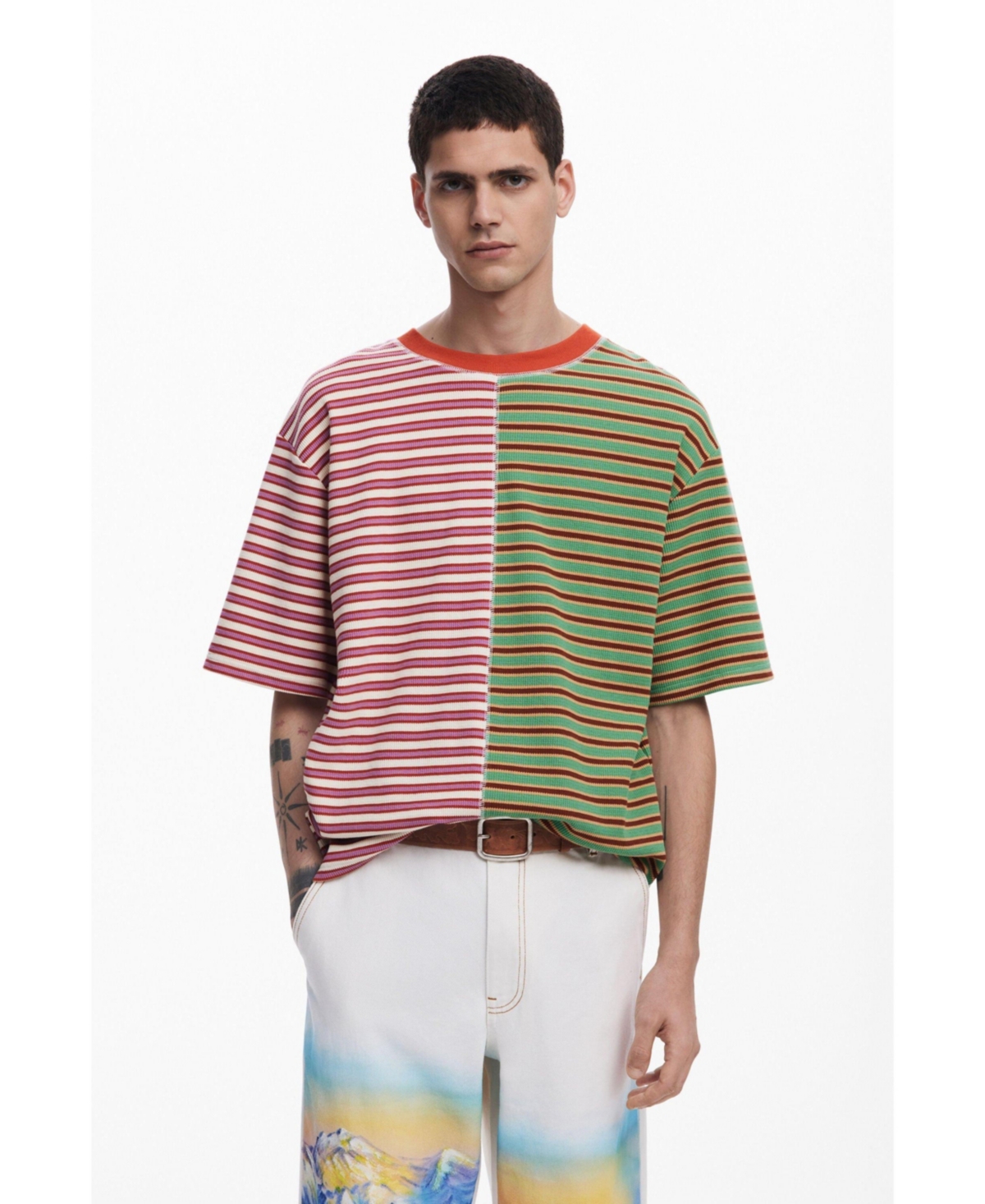 Click here for Desigual Mens Striped short-sleeve T-shirt - Milit... prices