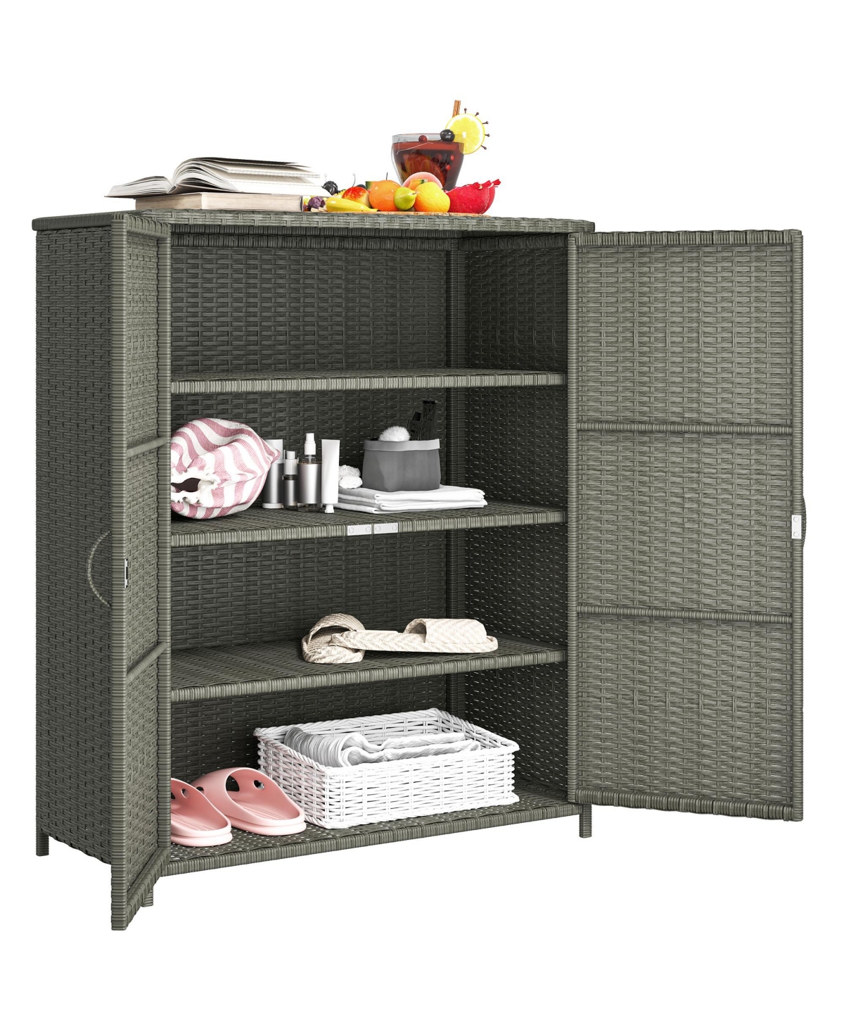 Click here for Outsunny Wicker Outdoor Storage Cabinet with Shelv... prices