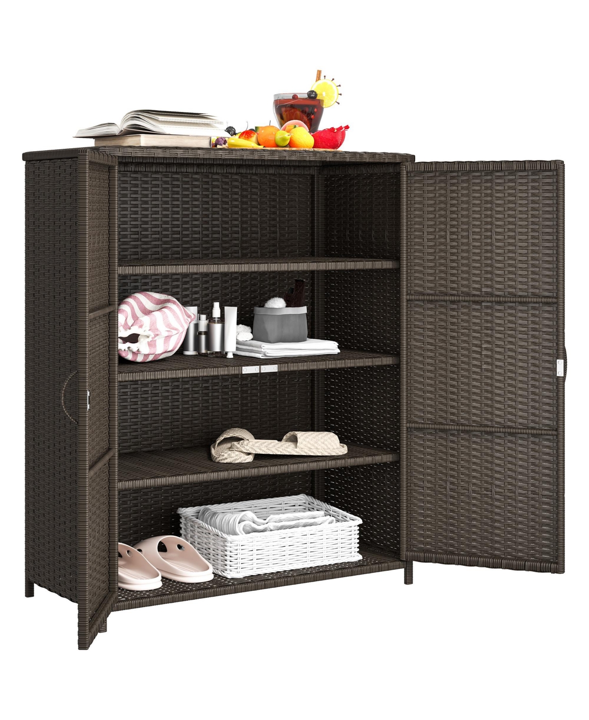 Click here for Outsunny Wicker Outdoor Storage Cabinet with Shelv... prices