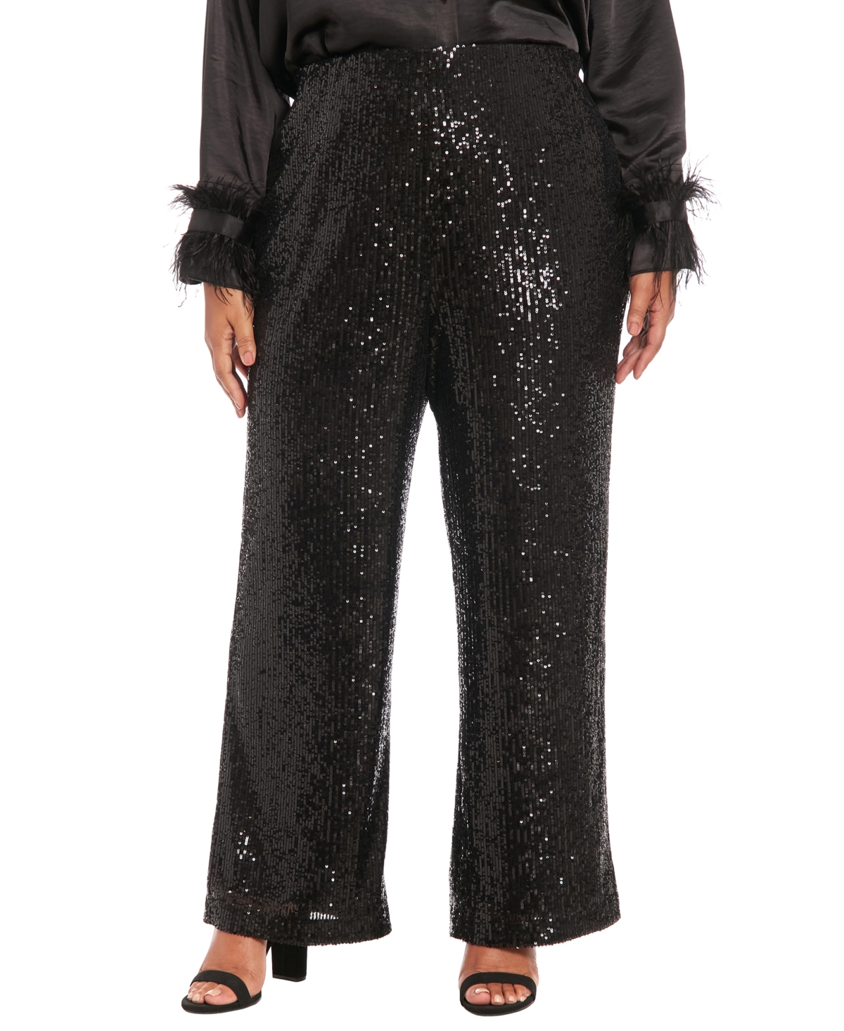 Click here for Muse Plus Size Sequin Pull On Pants - Black prices