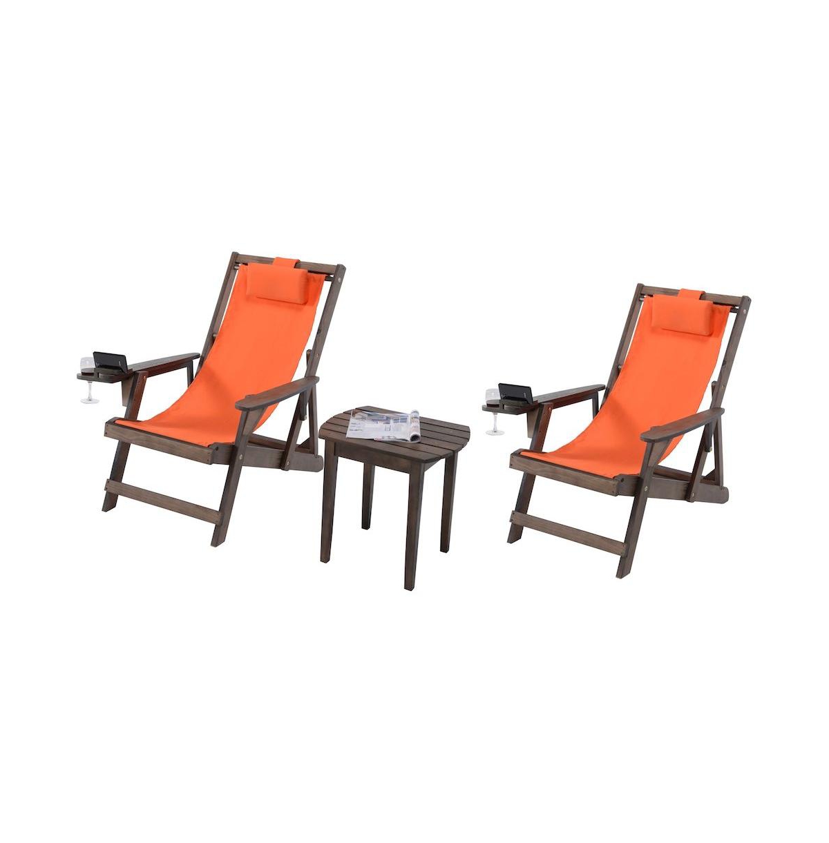 Click here for Jiallo Canvas Sling Chairs With Cup And Wine Holde... prices