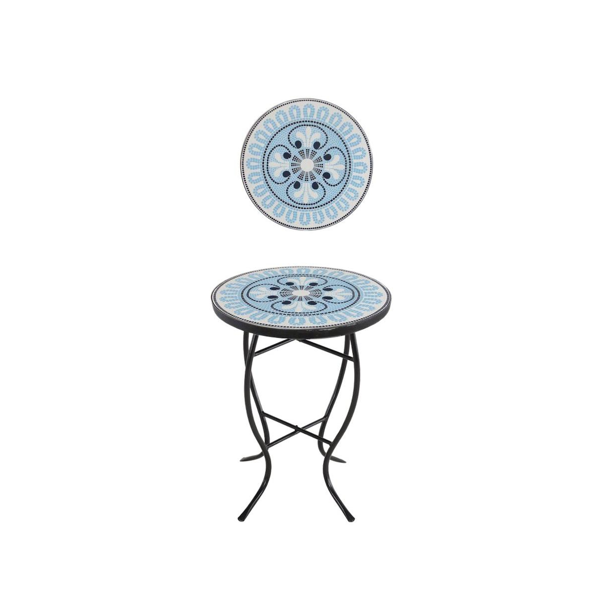 Click here for Jiallo Mosaic Pansies Blue Accent Table - Light bl... prices