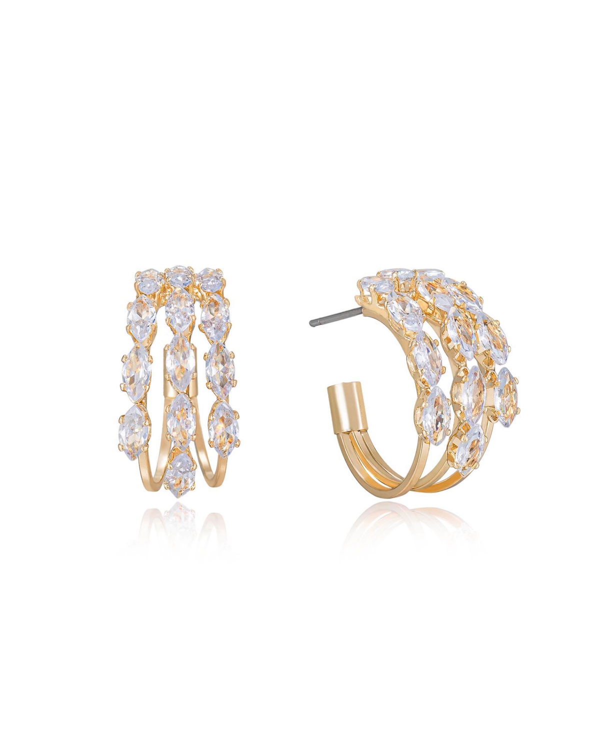 Click here for Ettika 18K Gold Multi-Crystal Huggie Womens Hoop E... prices