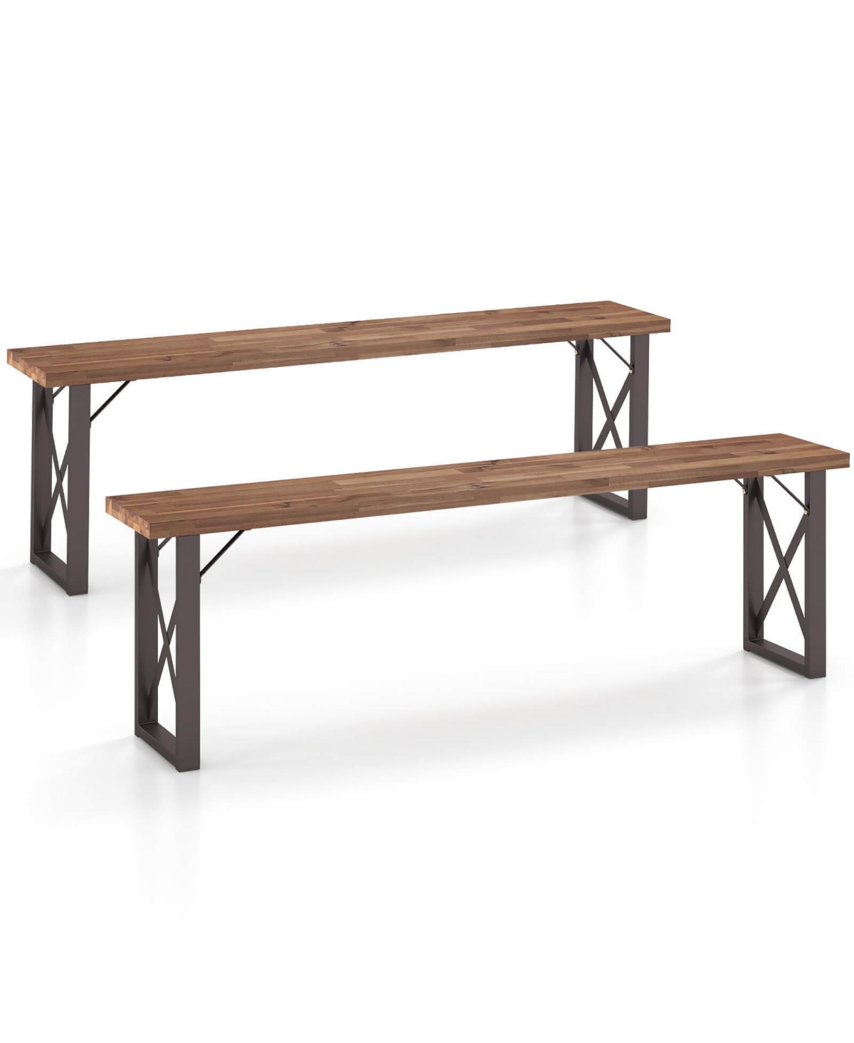 Click here for Gymax 59 Outdoor Acacia Wood Benches Set of 2 for... prices